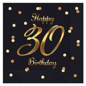 Srečen 30. rojstni dan prtički črni, 33 cm 20 kosov | Kotlar spletna ...